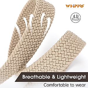 WHIPPY Braided Woven Stretch Belt Women Men Web Casual Unisex Mixed Color Woven Elastic Golf Belts for Jeans Pants S
