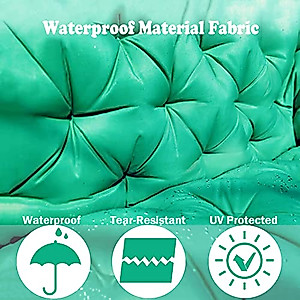 Swing Replacement Cushions with Backrest, 2-3 Seater Waterproof Bench Pad Cushions, Thicken 4" Outdoor Swing Cushions, for Garden Patio Furniture Loveseat Bench Cushions ( lake blue 47x40 inch)