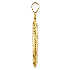 Gold Coin Pendant Mounting - 27mm Coin Size - Twist Rope Frame Design - 14K Yellow Gold - Screw Top with Bail
