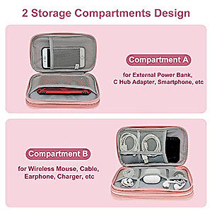 Bevegekos Tech Organizer Travel Case, Carry On Essentials Pouch Bag for Electronics & Accessories (Light Pink, Medium)