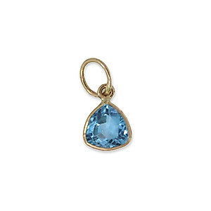 Swiss-Blue-Topaz Charm 5mm Triangle-Shape Handmade In 14k Yellow Gold