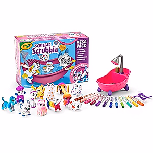Crayola Scribble Scrubbie Pets Mega Pack (12 Pets), Reusable Pet Care Toy, Dog & Cat Toys for Kids, Holiday Gift for Girls & Boys, 3+