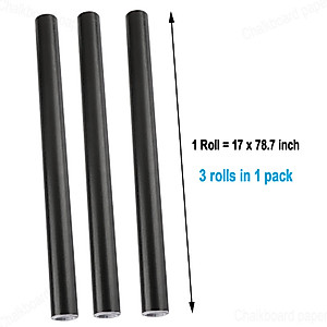 3 Rolls 17” x 78.7” Chalkboard Contact Paper - Adhesive Blackboard Wall Decal Vinyl Stickers, 15 Chalks Included