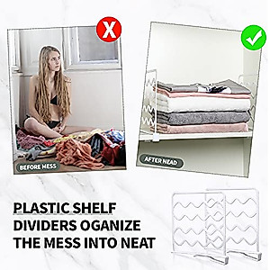 Jetec 16 Pieces Plastic Shelf Dividers Closet Divider Shelf Separator Adjustable for Closets Wardrobes Cabinets Bookshelves Organization and Storage, White