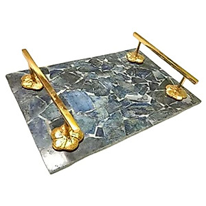 Serving Tray for Home Décor Black Marble Design Serving Tray, Decorative Round Tray, Coffee Tray, Ottoman Tray for Home Or Office Storage Decoration by TOUSEEF International Crafts