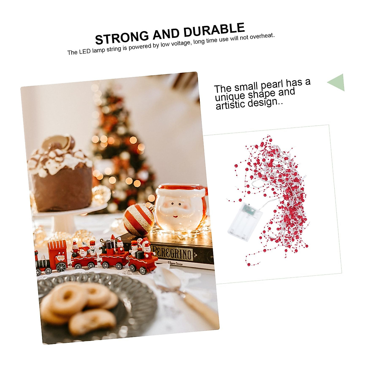 Uonlytech 1pc Light Post Christmas Hanging Light Pearl Beads Lights Birthday Hanging Decorations Berry Beaded Garland Lights Pathway Light Umbrella Pole Light Pearl Chain Fairy Plastic