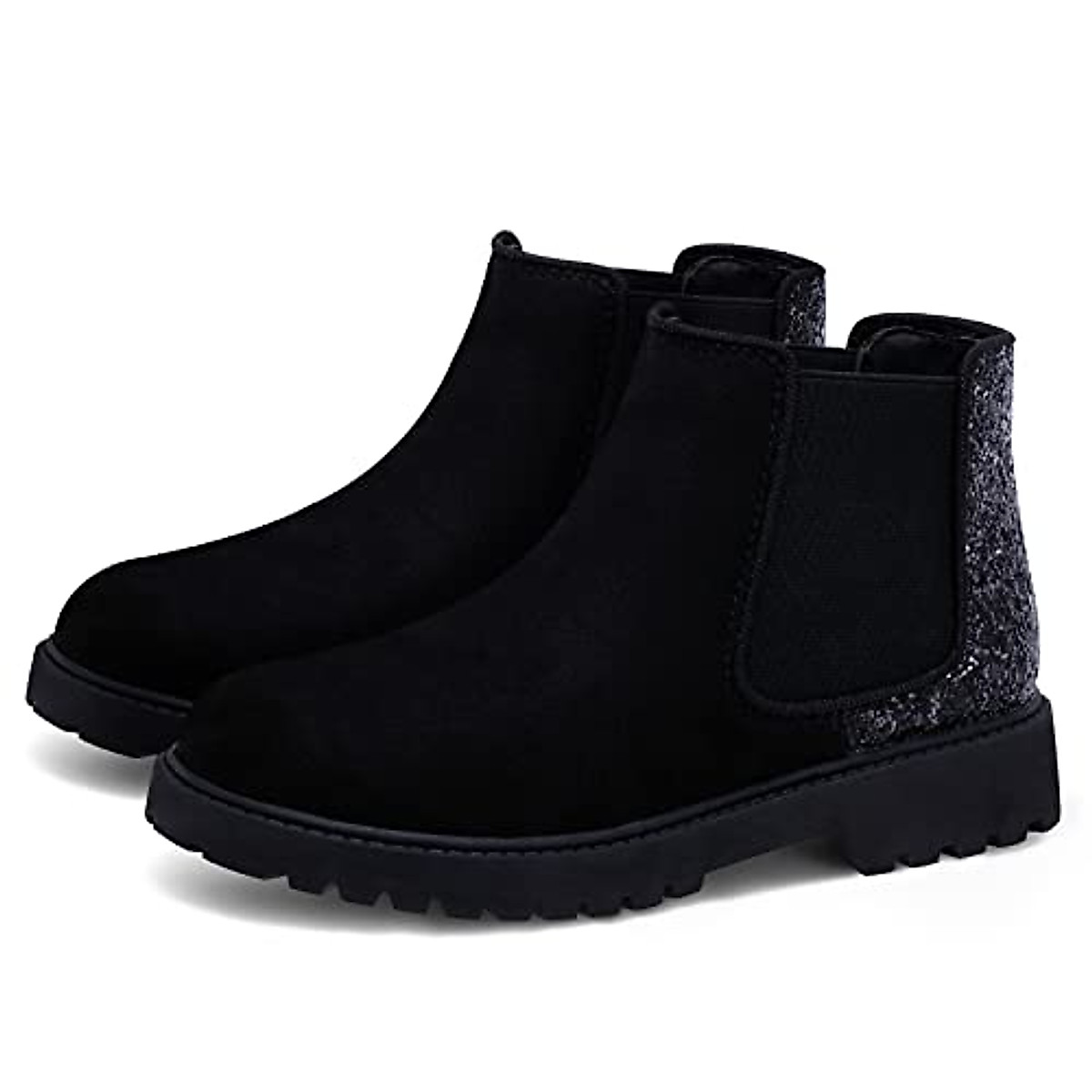Harvest Land Girl Boots Kids Ankle Boots Warm Side Zipper Boots Low heel Short Booties Winter Snow Boots Anti-Slip Outdoor Shoes for Little Kids/Big Kids Black Size 2