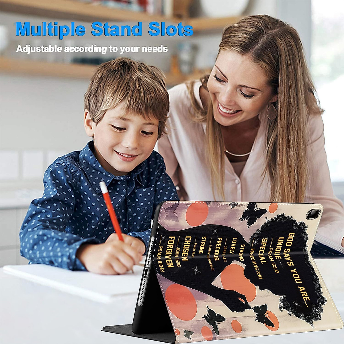 Case for iPad 10.2 Case 2021 iPad 9th Gen / 2020 iPad 8th Gen / 2019 iPad 7th Gen Case, Durable Shockproof Protective Cover for 10.2"，African American Black Woman Butterfly