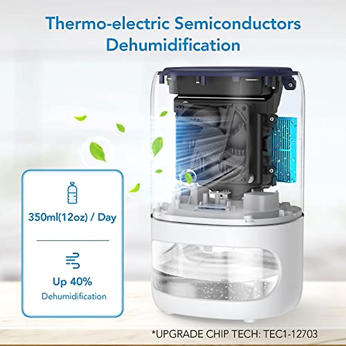 Acekool 35oz Dehumidifier Small Dehumidifier 2 in 1 with 7 Colorful Lights, Low Energy Portable Small Air Dehumidifiers for Home Bedroom Bathroom, Auto-off & Timer Function, Ultra Quiet 25dB, White
