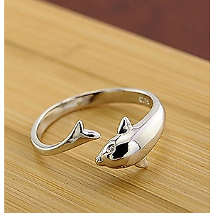 TomSunlight 925 Sterling Silver Dolphin Ring Finger Fashion Women Lady Ring Opening Adjustable gift
