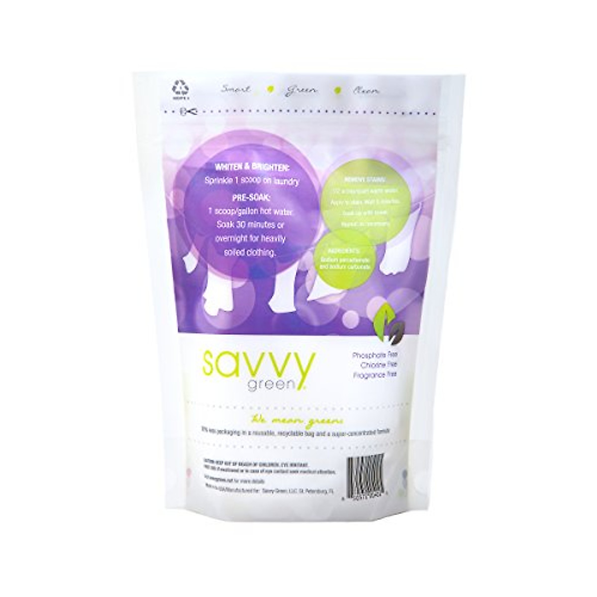Savvy Green, Oxygen Brightening Powder Lbs, Unscented, 40 Ounce