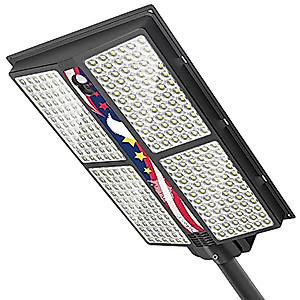 OKPRO S-576T 1100W Solar Street Lights Outdoor Waterproof, 6500K 110000LM Outdoor LED Street Light Dusk to Dawn, LED Wide Angle Lamp with Motion Sensor and Remote Control, for Parking Lot, Yard, etc.