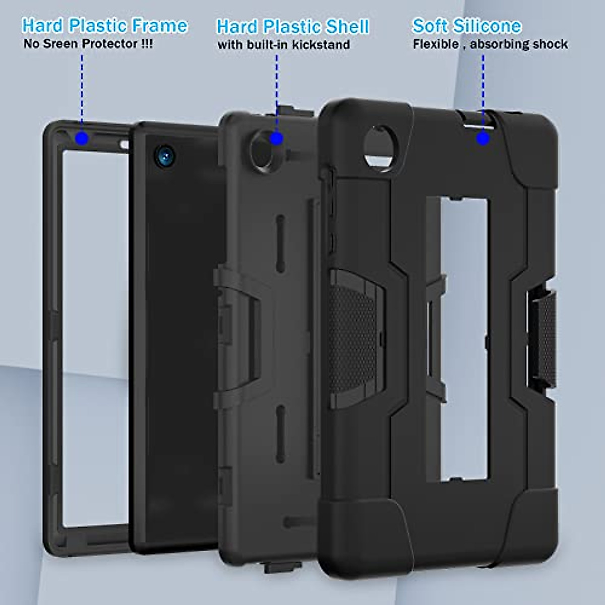 TCL Tab 8 LE Case for Kids 9137W,YLDZSH for TCL Tab 8 WiFi Tablet Case 9132X Soft Silicone Hard Back Hybrid Case for TCL Tab 8 Tablet (Black)