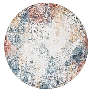SAFAVIEH Invista Collection 6'7" Round Ivory/Multi INV593A Modern Abstract Entryway Foyer Living Room Bedroom Kitchen Area Rug