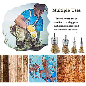 Mixiflor 18 Pack Wire End Brush Set, Wire Brush for Drill ,6 Sizes 0.012" Brass Coated Crimped Wire Wheel for Drill 1/4 Inch Shank, for Drill Attachment