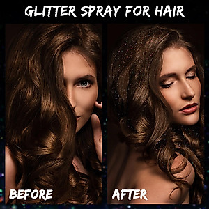 LATIBELL Body Glitter Spray, Glitter Spray for Hair and Body Face Clothes Nails, Body Shimmer Spray Make up for Festival Rave Accessories- with 0.35 oz Replacement & 0.176 oz Priming Cream (Silver)