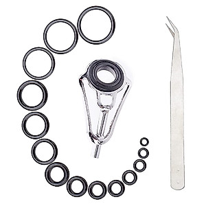 SUPERFINDINGS 60pcs 14 Sizes Rod Ceramic Guides Ring Set Fishing Rod Guide Kit Fishing Rod Eye Replacement Kit with 1pc Stainless Steel Tweezers Fishing Rod Repair Accessories