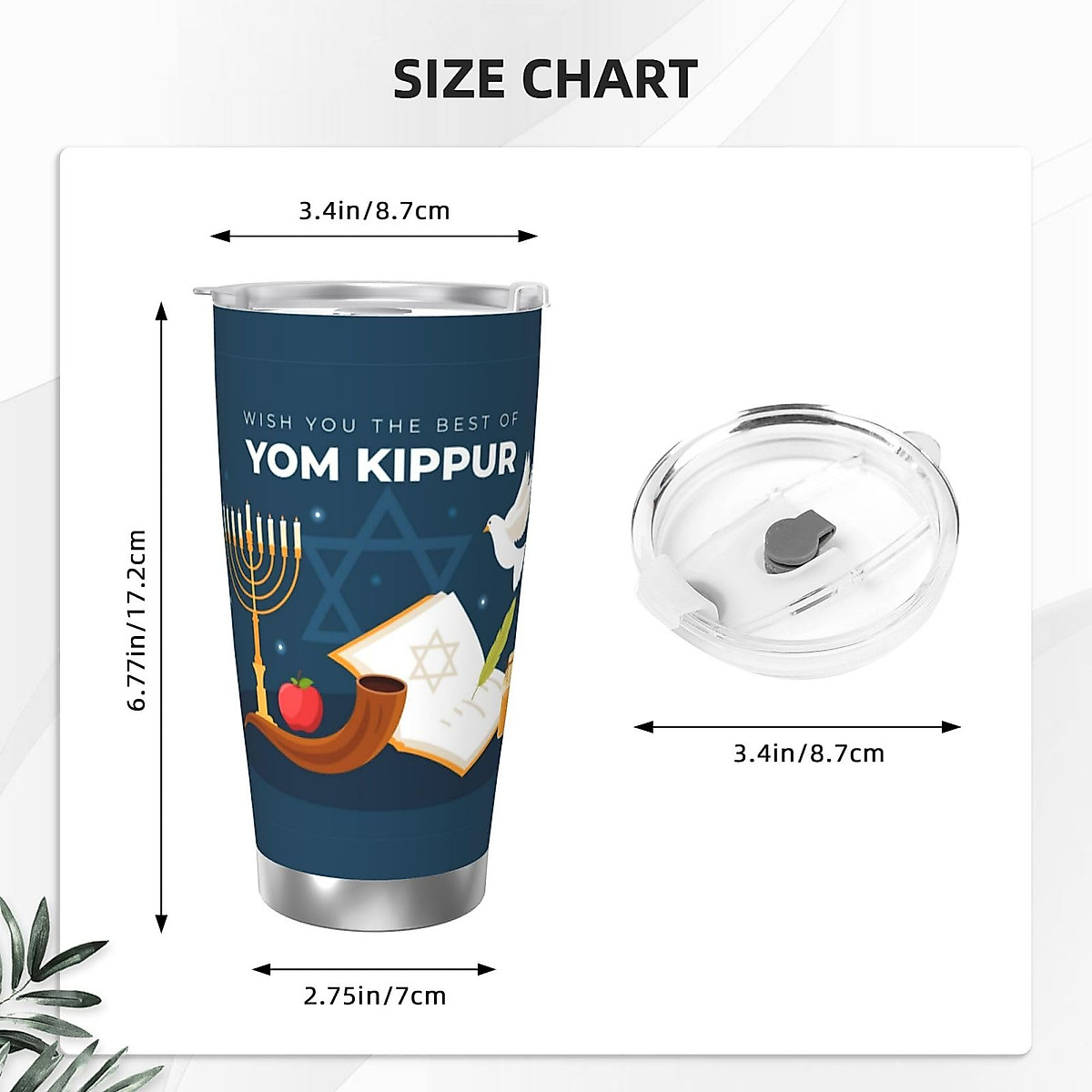 Uniwneds Yom Kippur Jewish Holiday Coffee Cup 20oz Stainless Steel Tumbler With Lid Double Wall Vacuum Insulated Travel Car Mug Water Bottles For Home Office