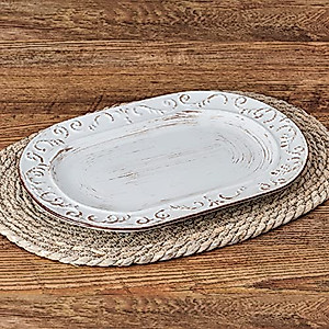 Pfaltzgraff Trellis White 16-Piece Dinnerware Set, Service for 4, Distressed White & Pfaltzgraff Trellis Serving Platter, 13.75 inch, White & Pfaltzgraff Trellis, Serve Bowl, 9", White