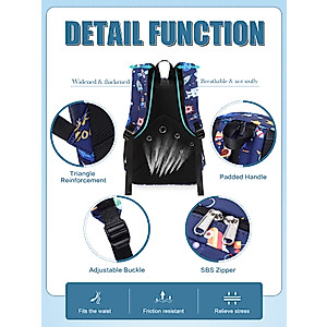 Tpeohan Blue Boys Backpacks for Elementary School Backpack for Boys 8-12 Middle School Space