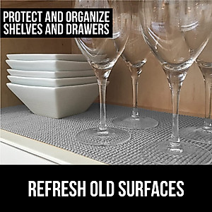 Gorilla Grip Drawer and Shelf Liner and Manual Hand Held Can Opener, Shelf Liner Size 17.5 In x 10 FT, Strong Grip, Large Lid Openers for Kitchen, Both in Gray, 2 Item Bundle