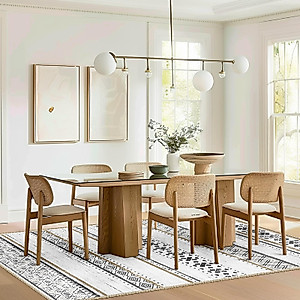 BESTSWEETIE 8x10 Area Rug for Living Room Washable Rug Moroccan Farmhouse Neutral Geometric Soft Low Pile Non-Slip Water Repellent Rug for Dining Room Bedroom Black/Brown/Navy