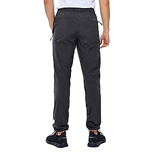 VEOBIKE Mens Hiking Stretch Pants Quick Dry Lightweight Water Resistant Cargo Outdoor Fishing Pants Adjustable Bottom Pockets Black