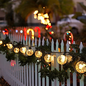 Bexdir Solar String Lights Outdoor, 50 LED Warm White Crystal Globe String Lights 8 Modes, Solar Powered Christmas Lights String for Porch Yard Garden Fence Tree Party Wedding Valentines Day Decor…