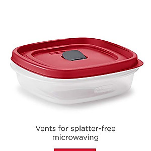 Rubbermaid 16-Piece Food Storage Containers with Lids and Steam Vents, Microwave and Dishwasher Safe, Red & Easy Find Lids 7-Cup Food Storage and Organization Container, Racer Red