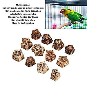 Pssopp Bird Chewing Blocks Toy,Decorative Dried Nut Wood Bird Block Toys Decorative Five Pointed Bird Toy for Bird Supplies Hamsters Totoros Rabbits
