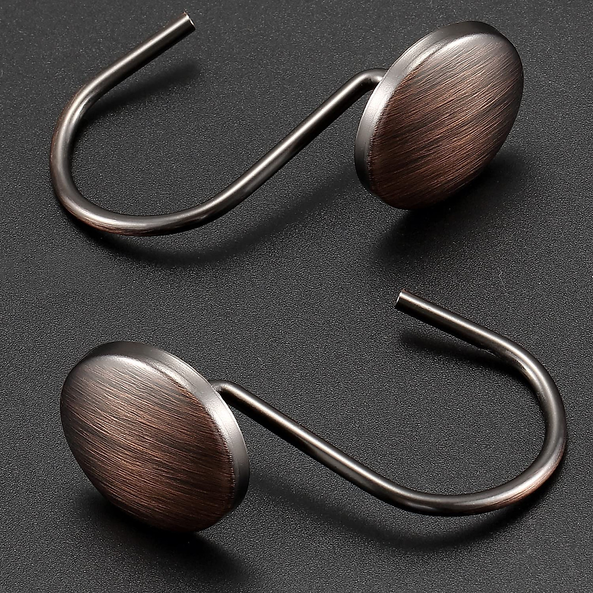 CHICTIE Bronze Shower Curtain Hooks Rings,Oil Rubbed Metal Rust Resistant Decorative Shower Curtain Hooks,Set of 12 Farmhouse Style Shower Rings Hangers for Bathroom