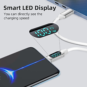 6.6FT 100W USB C Cable 6FT USB C to USB C Cable PD Fast Charging Silicone Type-C Cable with LED Display for MacBook Pro 13 16 MacBook Air 13 15