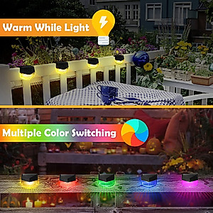 Kihoplly Solar Step Lights Outdoor, 4 Pack Solar Deck Lights Waterproof LED Solar Fence Lights for Garden Fence Patio Yard Stair Pathway Driveway Dock Porch Path
