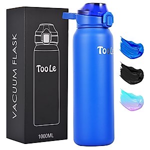 32oz Insualted Water Bottle, 316 Stainless Steel Water Bottle for Cold and Hot Drinks,Sports Water Bottle,Double Wall Vacuum Insulation,Spout,Leak Proof-Thermos Water Bottle Flask 1Pack (Blue)