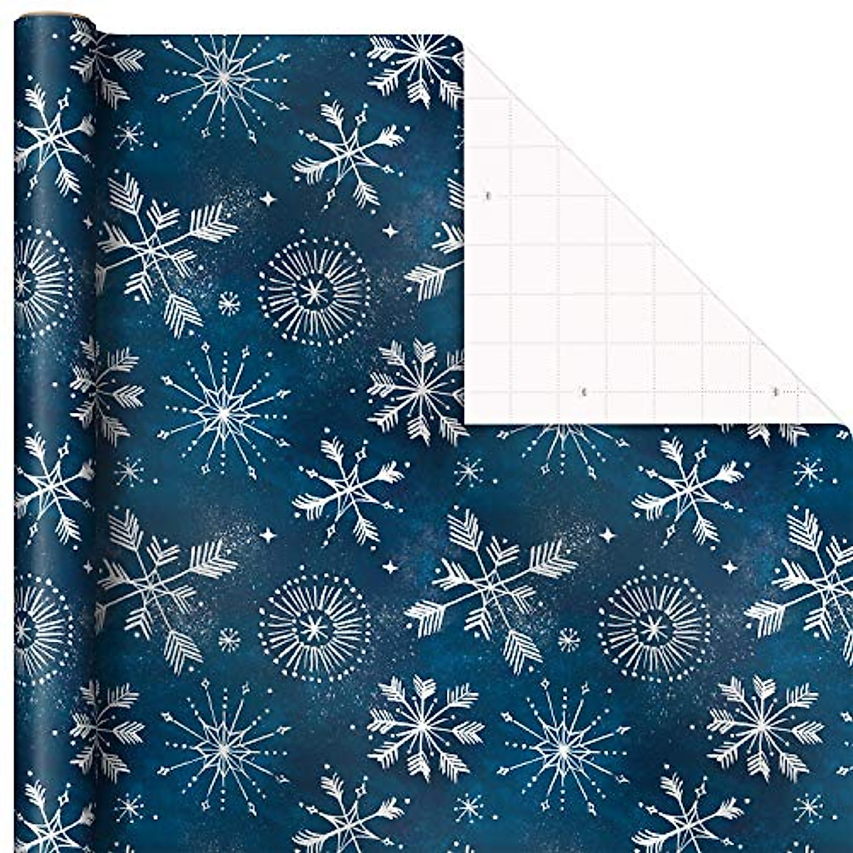 Hallmark Christmas Wrapping Paper with Cut Lines on Reverse (3 Rolls: 120 sq. ft. ttl) Snowy Village, Starry Snowflakes, Birch Trees & Cardinals