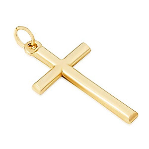 JULIETTE COLLECTION 14K Yellow Gold Rounded Edge Cross Religious Pendant/Charm for Men and Women