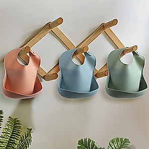 Eascrozn Silicone Baby Bibs for Babies & Toddlers Set of 3, BPA Free Unisex Soft Adjustable Fit Waterproof Feeding Bibs