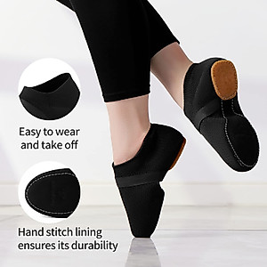 SANGEESON Jazz Shoe Slip-on for Women and Men's Dance Shoes, Black 10