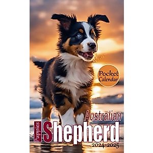 2024-2025 Australian Shepherd Puppies Pocket Calendar: Small monthly planner, like that size of a purse, measure 4*6.5 inches that covers a 2-years period