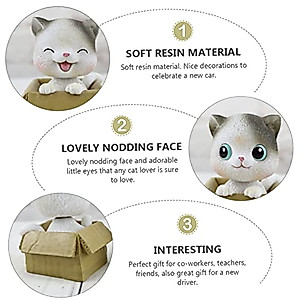 HEASOME 2pcs Cat Bobble Head Ornament Car Decoration Christmas Party Stocking Stuffer Auto Decorations Resin Cat Toy White Child Shake Your Head