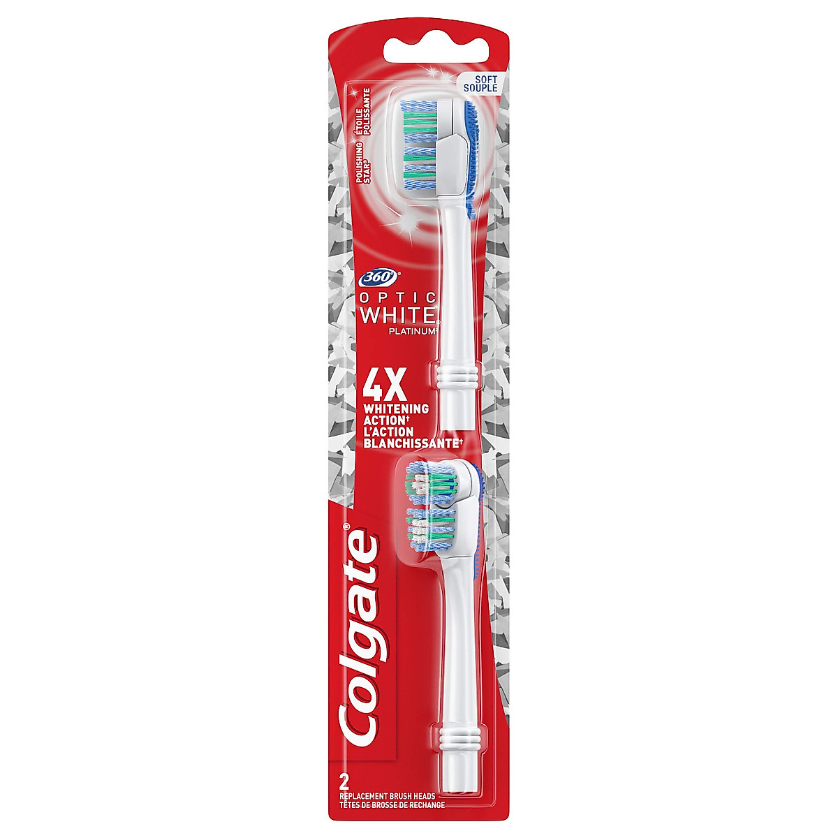 Colgate 360 Optic White Battery Toothbrush Replacement Head - 2 count