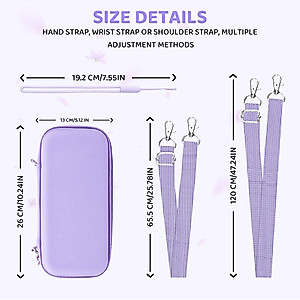FANPL Case bundle for Nintendo Switch OLED Accessories, Carrying Case for Switch OLED and Joy Con Controller with Hard Flip Protective Case and Screen protector, 4 Thumb Grips, Shoulder Strap (Purple)
