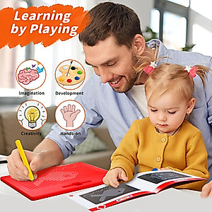 MAGBLOCK Magnetic Drawing Board Kids Writing Pad with Magnet Pen, Portable Educational Toys for Toddlers Kids Boys and Girls,Gifts Ideal for Travel and Road Trips (8.58in x6.89in)