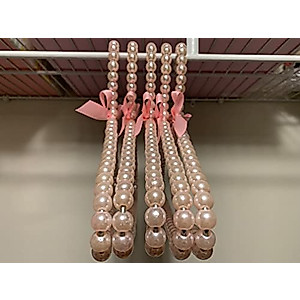 Pearl Clothes Beads Hangers for Kids Baby Girl Infant Toddler Childerns for Fancy Dress Closet Hanger Elegant Gift Ideas Metal Hangers (5 Pack) Pink