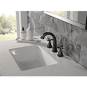 Delta Faucet Stryke Widespread Bathroom Faucet 3 Hole, Matte Black Bathroom Faucet Black, Bathroom Sink Faucet, DIAMOND Seal Technology, Metal Drain Assembly, Matte Black 357756-BLMPU-DST