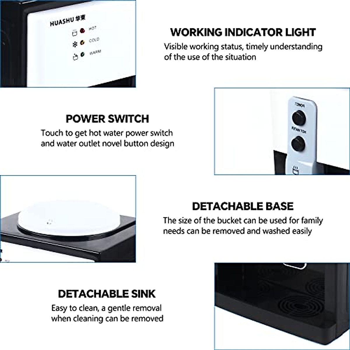 5Gal Water Dispenser,countertop dispensador de agua Drinking Machine Hot/Ice/Cold Top Loading Countertop Water Cooler Dispenser can Put 3.5L, 5L, 10L and 18.9l Bottled Water (Black+White)