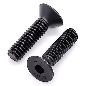 25pcs 1/4-20 x 1 Flat Head Screws, Black Oxide Finish, 10.9 Alloy Steel, Full Thread Socket Cap Bolts Screws for Automotive, Metalworking and Structural Assembly