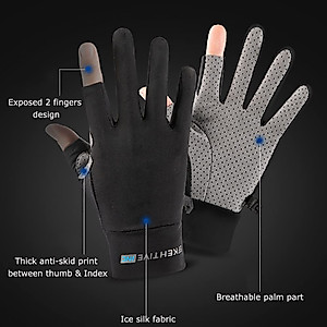 Driving Gloves for Men Women UPF 50+ UV Protection Thin Ice Silk Mesh Sport Gloves Quick-Dry Cooling Summer Outdoor Gloves Anti-Slip Elastic Cycling Gloves Unisex for Golf Hiking Driving Running