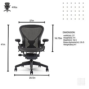 Aeron Chair by Herman Miller - Highly Adjustable Graphite Frame - with PostureFit - Carbon Classic (Medium)
