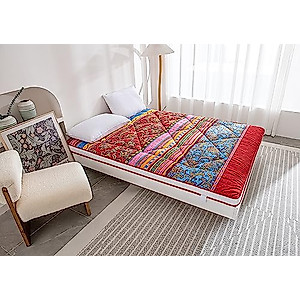 Heimorn Japanese Floor Mattress Futon Mattress, Thicken Sleeping Mattress Foldable & Portable Roll up Camping Mattress, Bohemia Yellow Twin